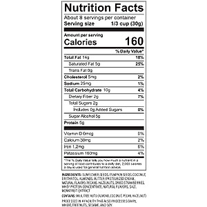 NuTrail Nut Granola Cereal, Vanilla Strawberry, No Sugar Added, Keto, Low Carb, Gluten Free, Grain Free, Healthy Breakfast 8 oz. 1 Count
