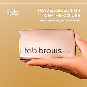 Fab Brows Duo Eyebrow Kit, Ultimate Brow Stencil Kit with Compact Powder Mirror and Eyebrow Shaper, Waterproof Eye Makeup Contour Palette Set for Eyebrow, Eyebrow Cosmetics, (Light/Medium Brown)