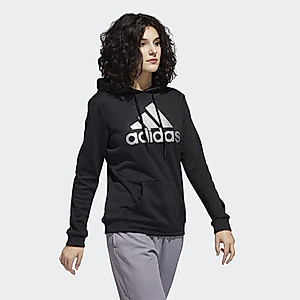 adidas womens Game & Go Pullover Hoodie Black/Metallic Silver X-Small