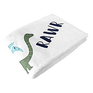 Sweet Jojo Designs Mod Dino Boy Milestone Blanket Monthly Newborn First Year Growth Mat Baby Shower Memory Keepsake Gift Picture - Blue, Green and Grey Modern Dinosaur Rawr