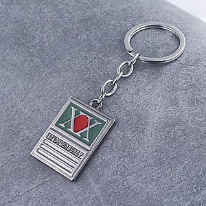 HxH Themed Hunter License Keychain Necklace Set - Hunter Killua GON Anime Key Chain - Halloween Cosplay Gifts for Women Men