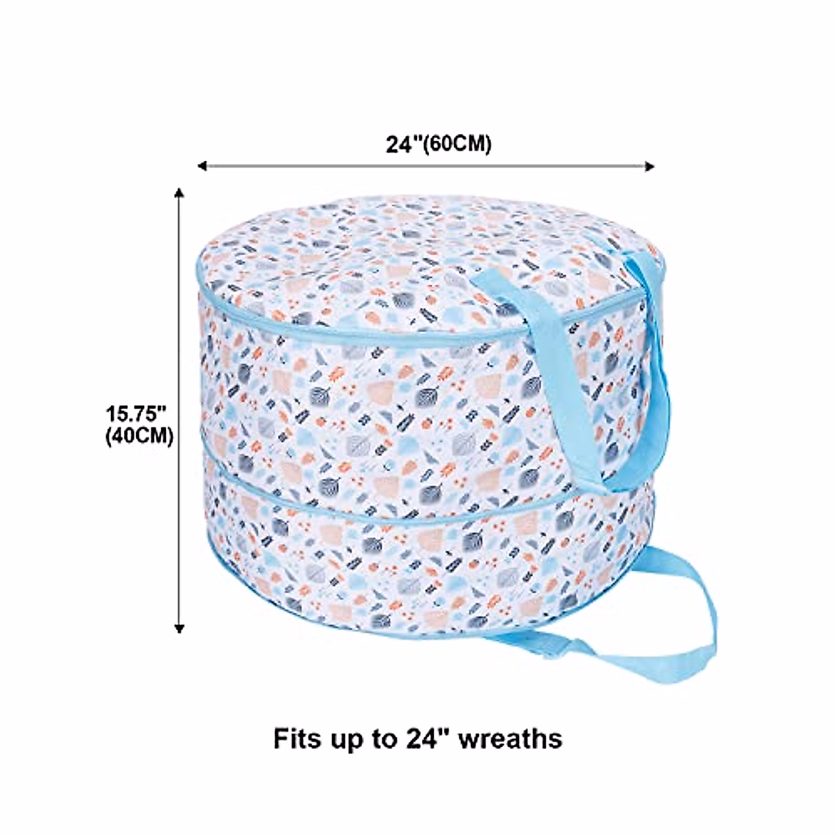 JOSIVIKY Wreath Storage Container 24", Christmas Hanging Wreath Storage Bag,Heavy-Duty Carrying Handles,Expandable Space with Double Zipper, Large Capacity for Storing Mutiple Artificial Door wreaths or Holiday Wreaths (Blue)