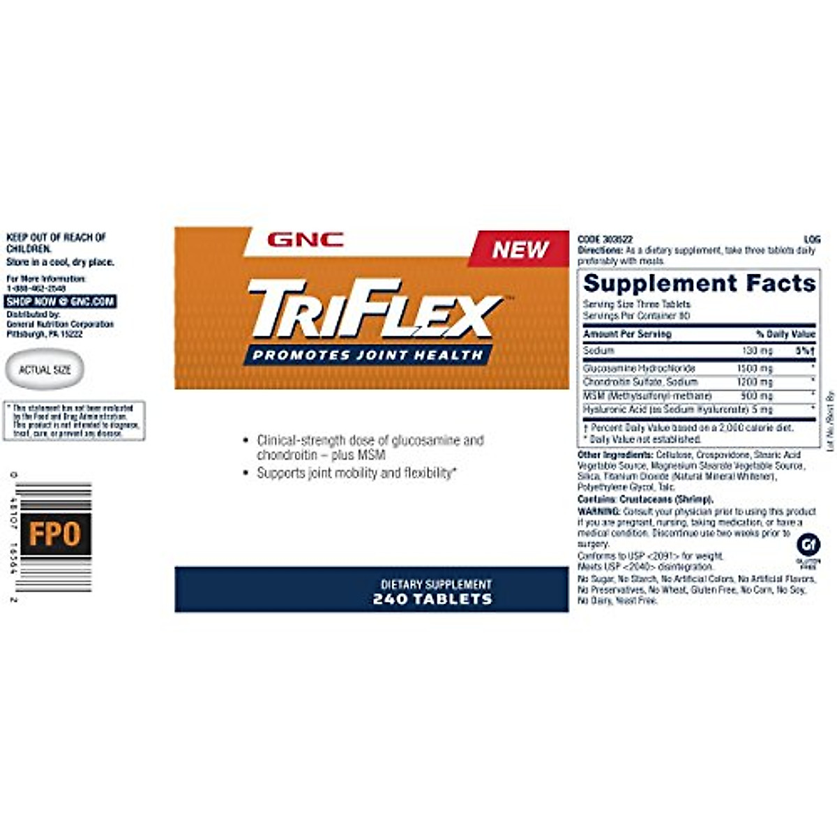 GNC TriFlex |Targeted Joint, Bone & Cartilage Health Supplement with Glucosamine Chondroitin & MSM |Support Mobility & Flexibility | 240 Caplets