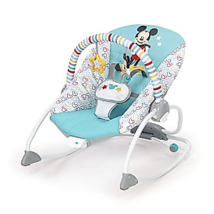 Bright Starts Disney Baby MICKEY MOUSE Infant to Toddler Rocker & Seat with Vibrations and Removable -Toy Bar, 0-30 Months Up to 40 lbs (Original Bestie)