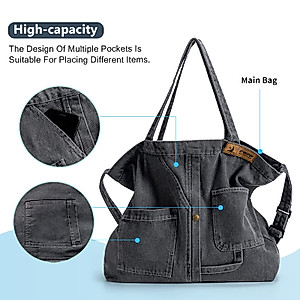 FWPP Womens Denim Hobo Bags, Jeans Casual Shoulder Bags for School Office Travel