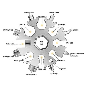 Snowflake 18-in-1 Multi Tool Stainless Steel Keychain Snowflake Multi-tool Screwdriver, Wrench Bottle Opener, Christmas Stocking Stuffers Gifts,Outdoor Camping Tools