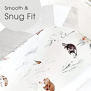 Stretch Ultra Soft Fitted Bassinet Sheet Set 2 Pack, Universal Fit for Bassinets Baby Cradle Moses Basket Oval Rectangle Mattress Safe and Snug, Stylish Pattren of Jungle Animals