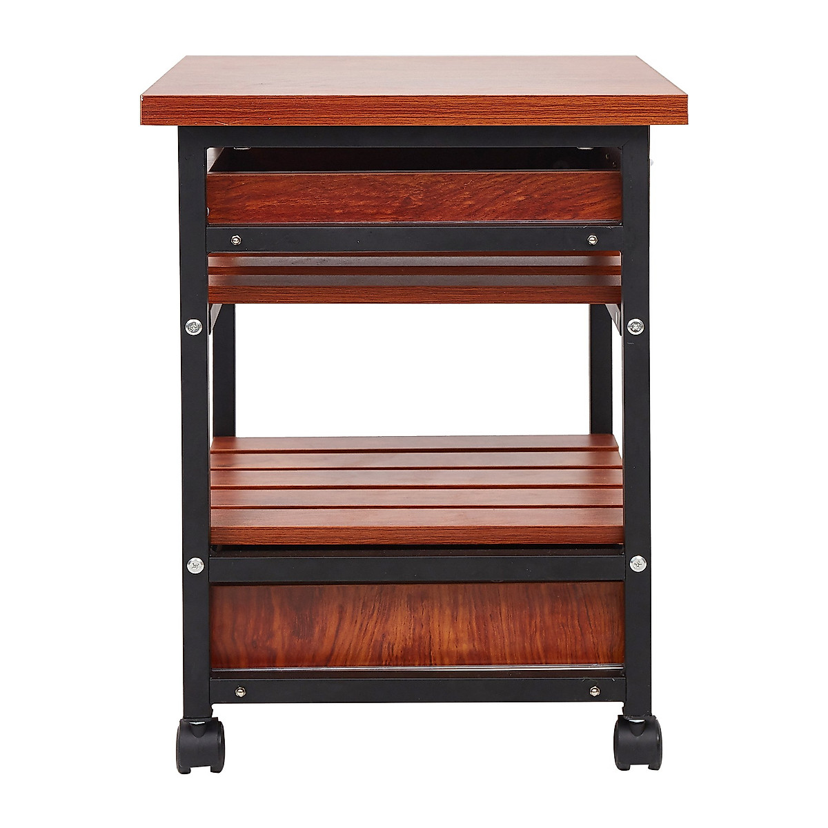 Livebest Rolling Wooden End Table Beside Cabinet,Nightstand Dresser Storage Organizer Unit with 2 Drawers for Bedroom Living Room