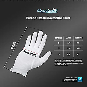3 Pairs (6 Gloves) - Gloves Legend - 100% Cotton White Marching Band Parade Formal Dress Costume Gloves For Men - Size Large