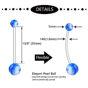 WINSENET 17Pcs 14G Pregnancy Belly Button Rings Flexible Maternity Belly Rings 38mm Long Clear Bar Pregnancy Belly Rings Sport Navel Rings for Women Mom