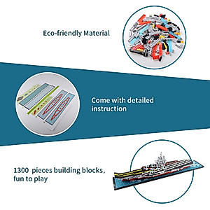 Geniteen Building Blocks Set Aircraft Carrier Model Micro Mini Blocks 1300 Pieces Building Bricks