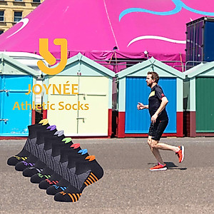 JOYNÉE Mens Ankle Athletic Socks Low Cut Week Socks for Sports Running 7 Pack,Black,Sock Size:10-13