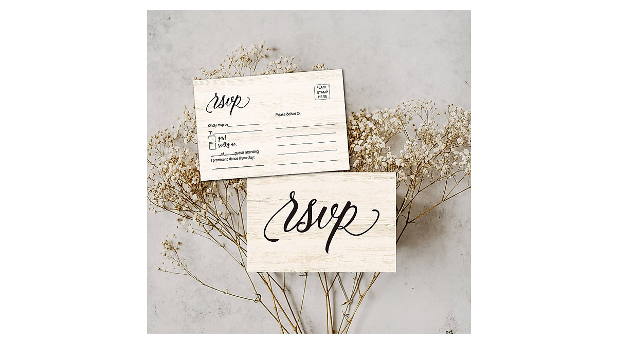 50 Rustic Wood RSVP Postcards for Every Occasion