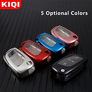 BNHUY for Peugeot Citroen C1 C2 C3 C4 C5 DS3 DS4 DS5 DS6 Soft TPU Car Folding Flip Key Case Cover Shell Protector Accessories (Color Name: Red)