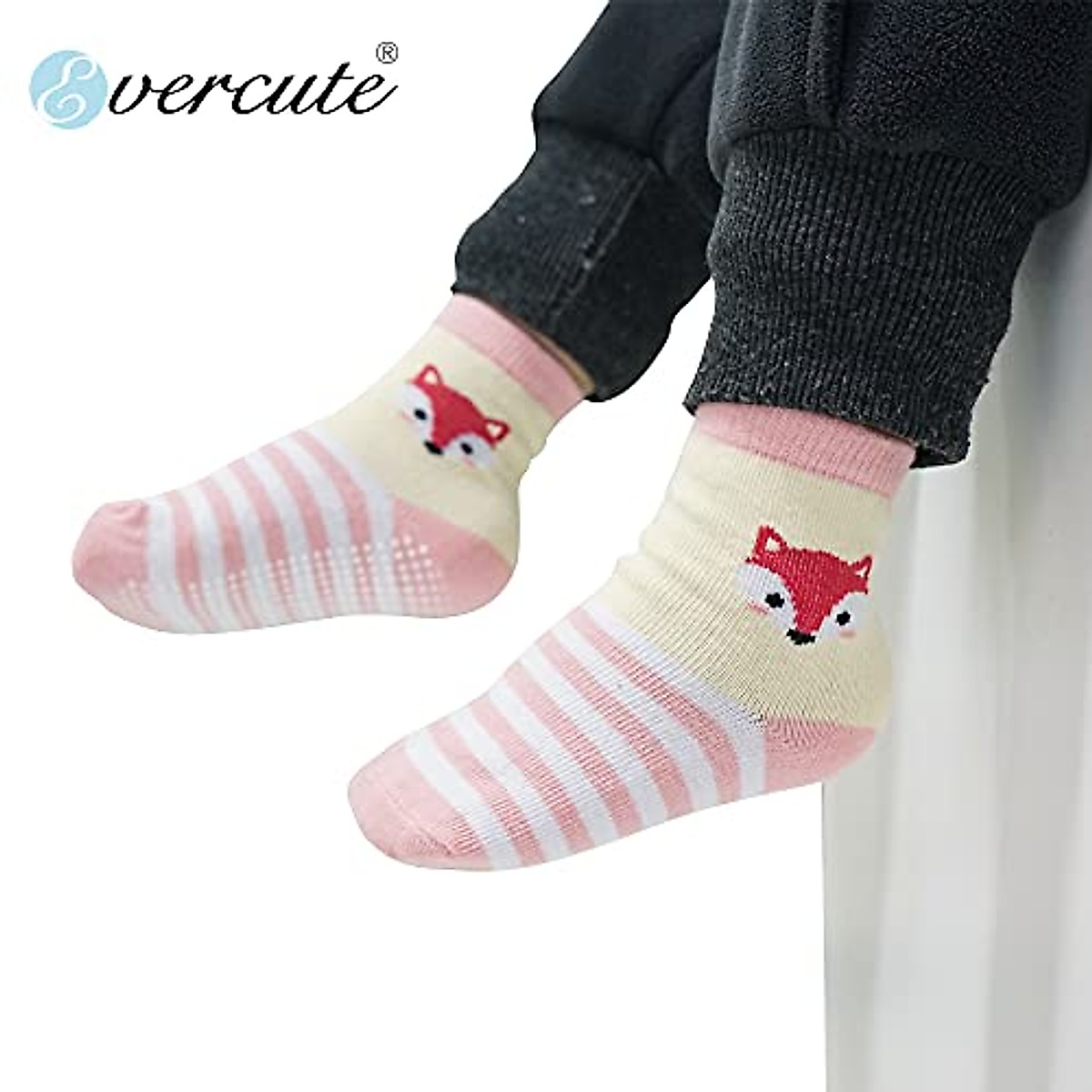 Evercute Toddler Girls Grip Socks 12 Pack Boys Non Slip Socks for Kids Anti Skid