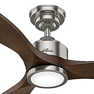 Hunter Fan Company, 50789, 52 inch Melbourne Brushed Nickel Ceiling Fan with LED Light Kit and Handheld Remote