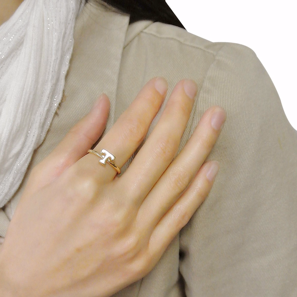 Wrapables Gold Plated Stackable Initial Letter Ring Size 6, Letter G