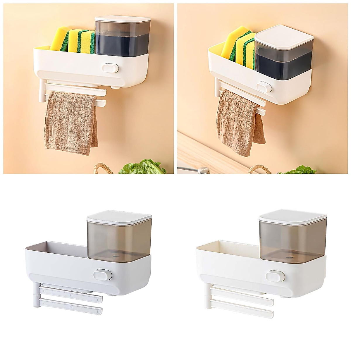 ZIRANU Adjustable Sink Organiser Storage Rack for Dishwashing Liquid and Hand Soap Hygienic Tool Holder for Bathroom