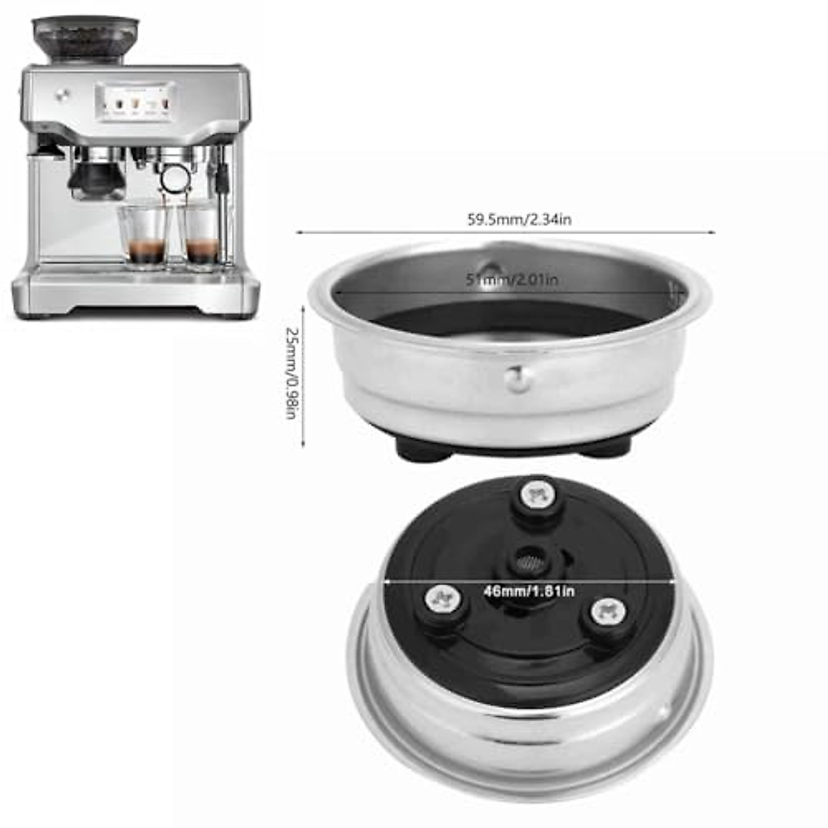 Haofy Coffee Filter Basket, Detachable Coffee Filter Cups Strainer, Stainless Steel Coffee Machine Filter Accessory for Home Office(1)