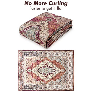 TEWWET Area Rug 5'x7', Non Slip Boho Rugs with Rubber Backing, Machine Washable Vintage Rugs for Living Bedroom Accent Area Carpet