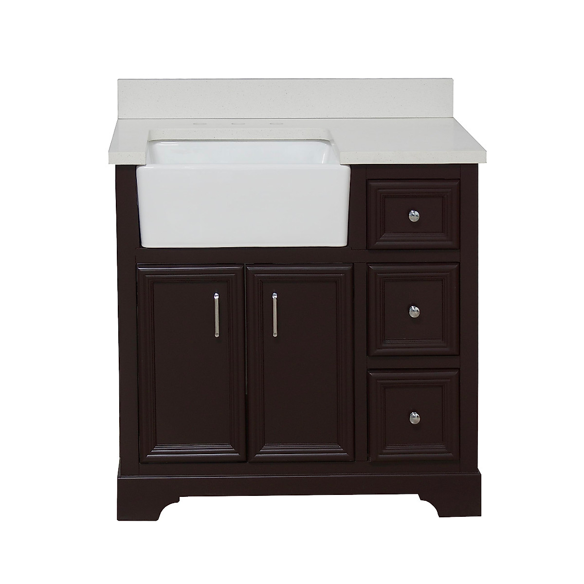 Kitchen Bath Collection Zelda 36-inch Farmhouse Vanity (Quartz/Weathered Gray): Includes Weathered Gray Cabinet with Stunning Quartz Countertop and White Ceramic Farmhouse Apron Sink