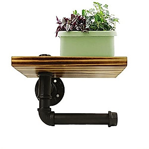 WANLIAN Shelving Decorative Rack with Rustic Wood Shelf and Cast Iron Pipe Hardware for Bathroom, Kitchen, Bedroom, Living Room, Office