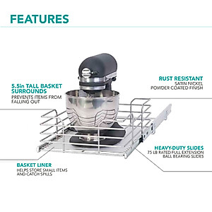 Panacea Grayline Basket-44823 Size 21 in. x 14.6 in. x 7.8 Cabinet Helper Sliding Basket