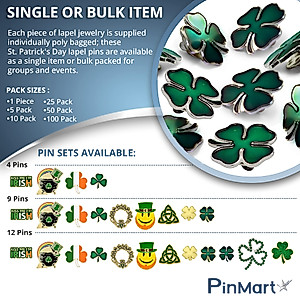 PinMart St. Patrick's Day Lapel Pin – Celtic Trinity Knot Jewelry for Women and Men – Irish Culture Celebration Pin –Gold Plated Enamel Brooch with Clutch Back