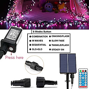 Valentines Day Globe String Lights, Valentines Decor Fairy Lights 8 Modes with Solar Plane&Plug in, 250 LEDs Lights Valentines Decoration Party Bedroom Home Indoor Outdoor(Pink White)