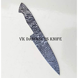Handmade Damascus Chef knife Kitchen Knife Blank Blade fixed blade knife VK3542 (Silver 3)