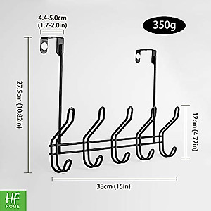 Over Door 10 Hooks Metal Storage Organizer Rack for Coats, Hoodies, Hats, Towels, Stylish Over Door Hanger for Home or Office Use, Heavy-Duty Iron Wire Black