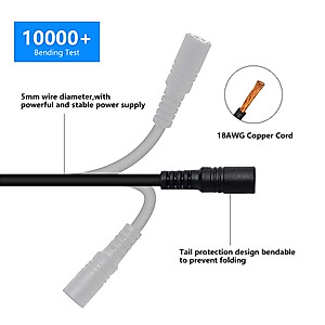 SinLoon 2 Pack DC Extension Cable 90 Degree DC Power Adapter Plug 5.5mm x 2.1mm Male to Female Extension Wire with Lock Nut for DC 12V Power Adapter, CCTV Security Camera (0.5M/1.65FT)