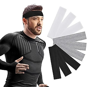 Workout Headbands for Women's Hair 9Pcs I Non Slip Cotton Like Headbands for Girls 2.5 inch Wide I Soft Elastic Cloth Athletic Sweat Bands Headbands Men