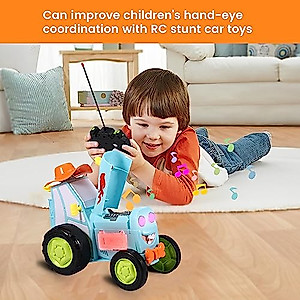 Jumping Car Toy, Remote Control Car, Wireless Remote Dancing Stunt Car, 2023 New Remote Control Car with Headlights and Music, Educational Rc Car Toy, Fast Stunt Rc Car for Boys Girls Kids (blue)
