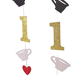 Alice In Onederland Banner For Wall Decor - Tea For Two Birthday Decorations, First Birthday Photo Backdrop,blue Wonderland For 1st Birthday Party Surprise