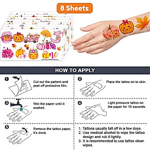 Little Pumpkin Baby Shower Birthday Temporary Tattoos - 80PCS Pumpkin Fall 1st Stickers for Party Decorations, Favors, and Prizes - Pink, Orange, and Maple Leaf Themed - Ideal Gifts for Boys