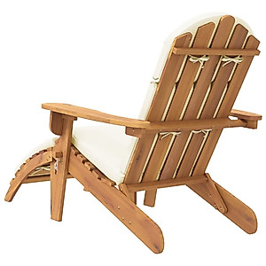 loibinfen Wooden Folding Adirondack Chair with Footrest and Cushion,Outdoor Chairs Patio Chairs Lawn Chair Wooden Patio Chair for Outside Porch Chair Fire Pit Chairs Deck Chair, -470