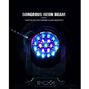 SHEHDS Moving Head Lights LED 19X20W Beam/Wash/Zoom/Dazzle/Strobe Effect RGBW 4in1 Big Bee Eye Stage Lights 4-45°Beam Angle CTO Mode DMX Control Professional DJ Lights for Christmas Club Wedding