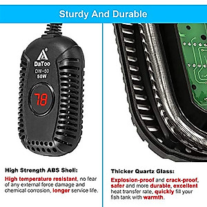 DaToo Small Aquarium Heater 50W Mini Fish Tank Heater 50 Watt Submersible with LED Temperature Display