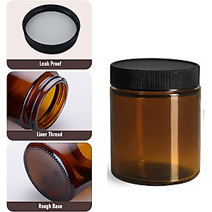4oz Amber Glass Jar With Lids - FDA COMPLIANT Glass, BPA Free - Small Travel Container Jars - Perfect Filling For Lotion, Moisturizer, Medicine, Pill, Face Cream, Mask - 2 packs