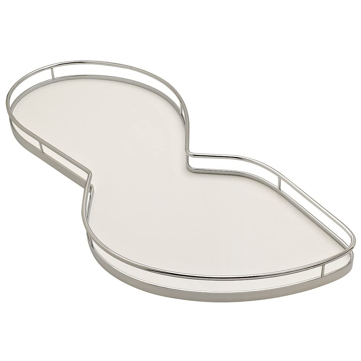 Lemans II Set 2-Shelf Lazy Susan with Soft-Close for Blind Base Corner Cabinets, Chrome and White (574 sq. Model 40, Tray Size: 12", Swings Right)