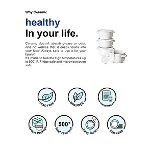 LE TAUCI Soup Bowls with Handles and Silicone Lids, 28 oz Ceramic French Onion Soup Bowls, Oven & Microwave Safe Ramen Cooker for Cereal, Chilli and Stew Beef, Non-Toxic Soup Crocks, Set of 4, White