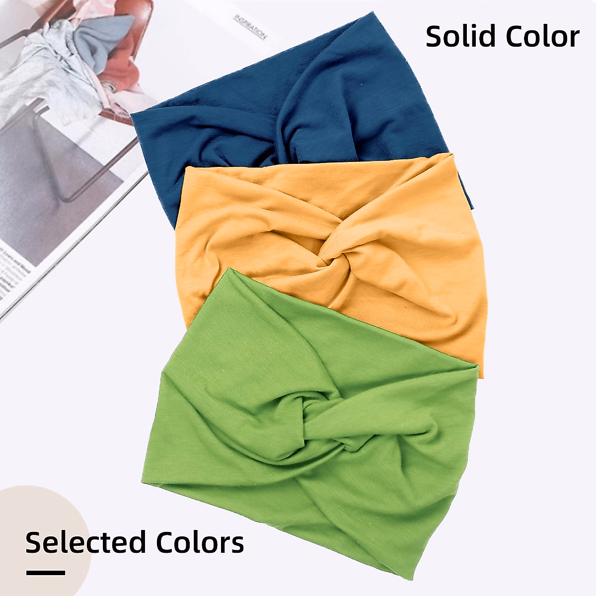 AKTVSHOW 7'' Wide Headbands for Women, 10 Pack Large Turban Headband Fashion Non Slip Hairbands Thick Head Wraps Yoga Hairwraps Workout Hair Accessories