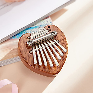 ANXVERS 8 Key Kalimba Thumb Piano，Mini Thumb Piano, Delicate Finger Piano, Heart-Shaped Finger Piano Decompression, Music Accessories, Pendant Gifts, Portable Mini Piano for Children and Beginners