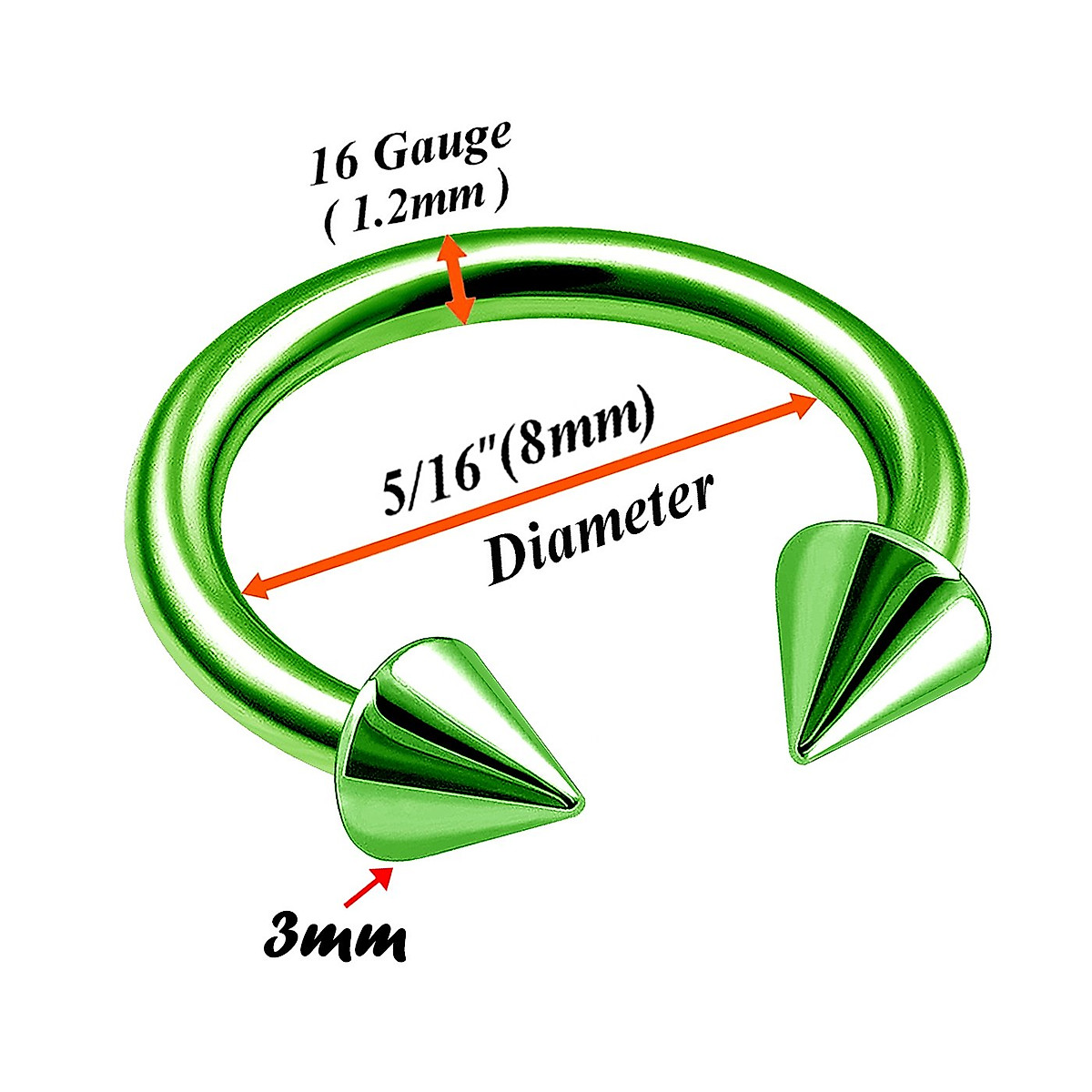 bodyjewellery 2pcs 16g Circular Barbells Green Titanium Ear Snake Septum Lip Nose Cartilage Helix Tragus Eyebrow Bite Ring B2NCR