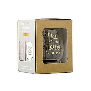Kate & Milo Maid of Honor' Wine Glass MOH Gifts from Bride, Bachelorette Party Accessories, 1 Count (Pack of 1)