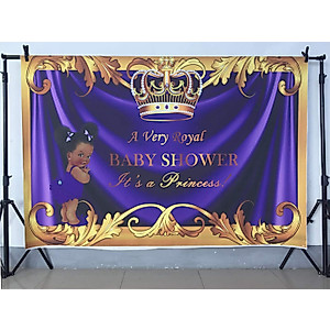 Mocsicka Baby Shower Backdrop Royal Little Princess Purple Crown Photography Background 7x5ft Vinyl Royal Purple Gold Baby Shower Party Banner Backdrops