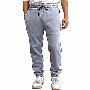 Southpole Men's Basic Lightweight Tech Fleece Jogger Pants, Heather Grey, Medium