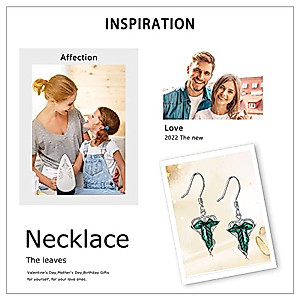 POPLYKE Leaf Earrings Sterling Silver Dangle Earrings Elf Green Leaf Earrings Lord of the Rings Gift Arwen Evenstar