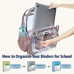 F-color Clear Backpack Heavy Duty - Large Clear Backpacks for School PVC Transparent Bookbag for Students Work Stadium Travel,Pink